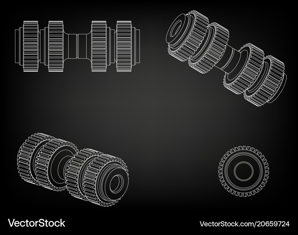 3d model of a cogwheel on black Royalty Free Vector Image