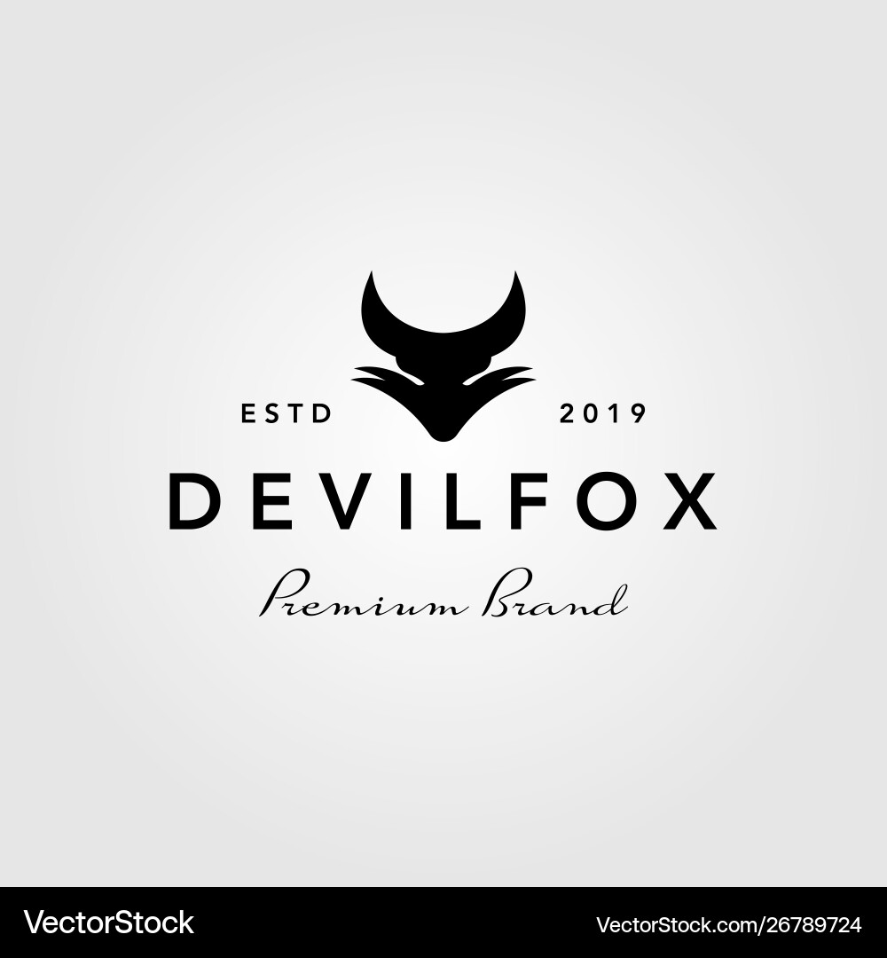 Devil fox logo vintage retro icon Royalty Free Vector Image