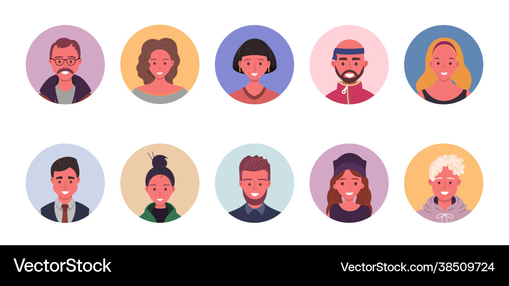 Diverse People Avatar Set Royalty Free Vector Image