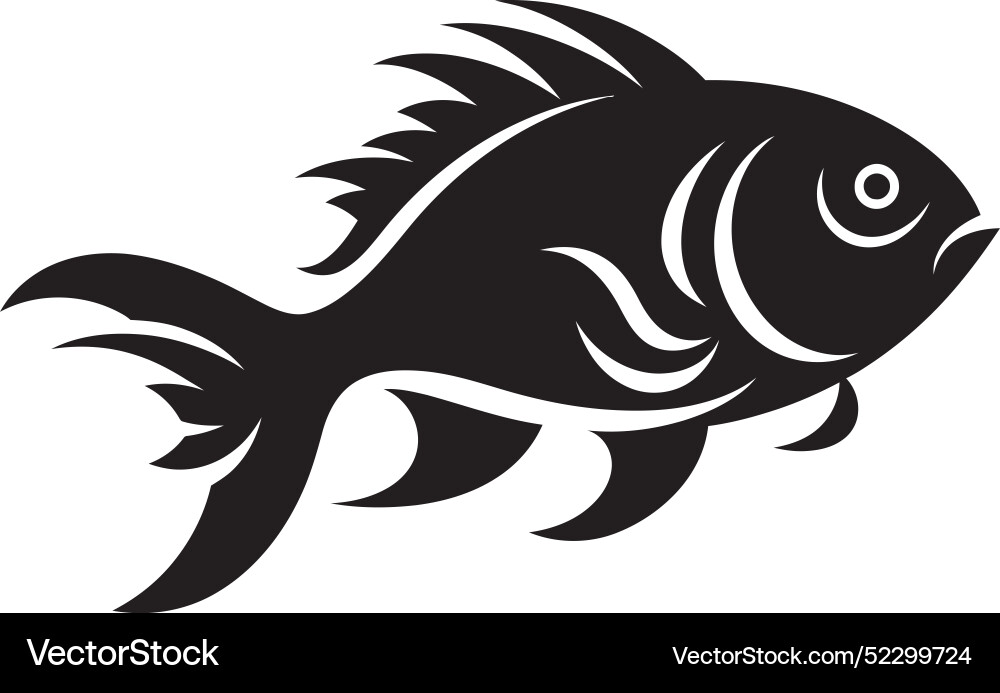 Inky deep black fish seriesmonochromatic mar Vector Image