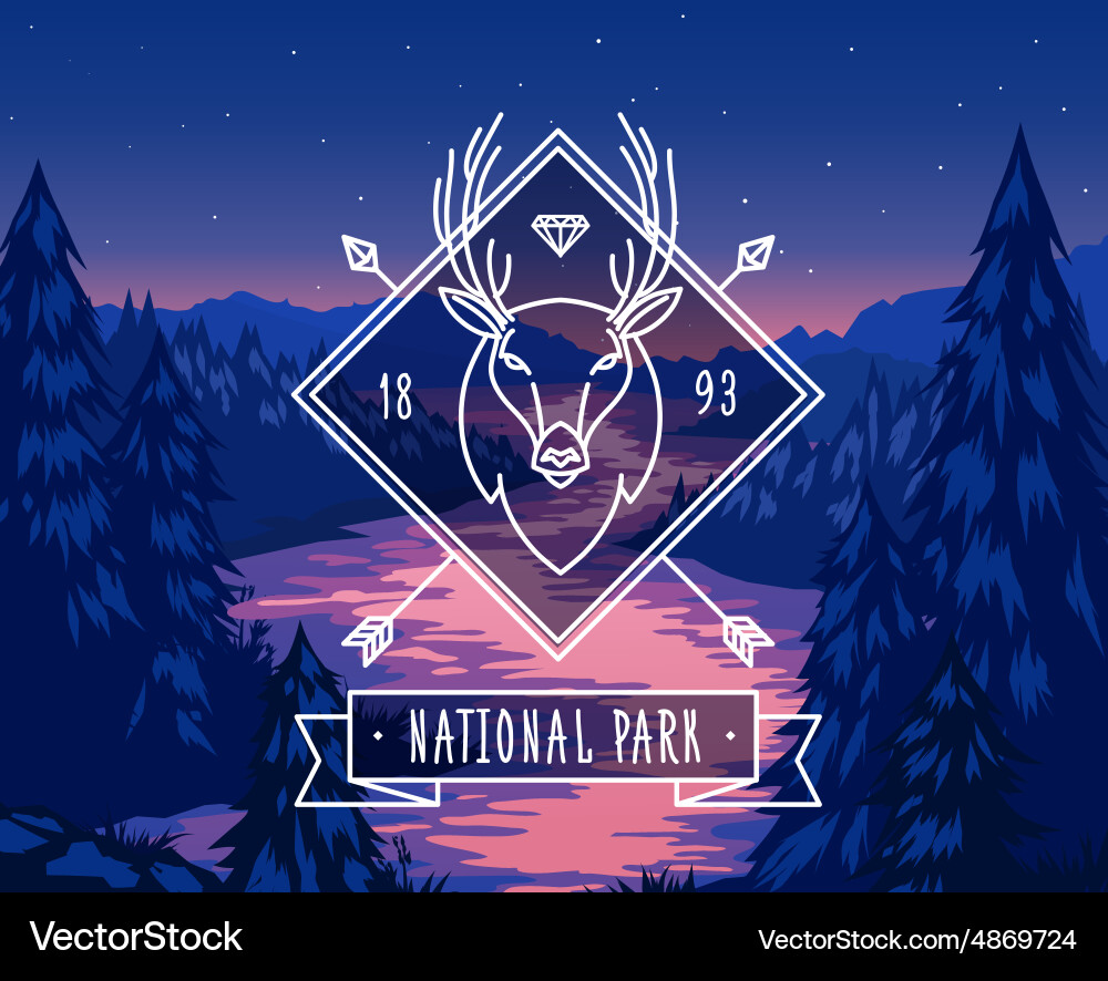 National park typography design Royalty Free Vector Image