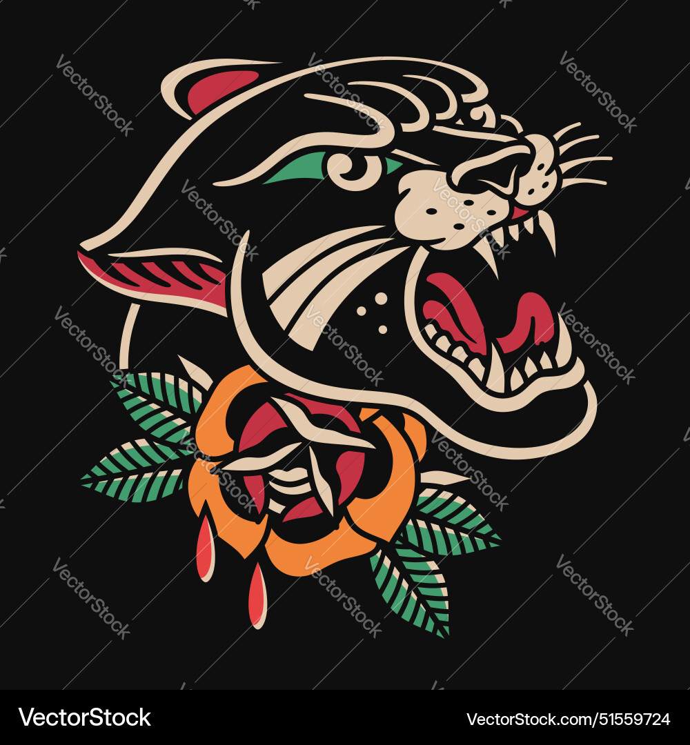 Panther tattoo design Royalty Free Vector Image