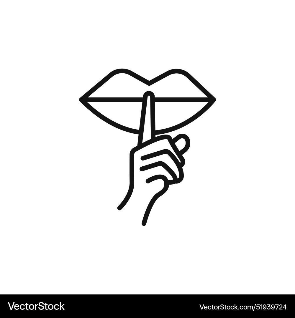 Please do quite pssst icon logo sign outline Vector Image