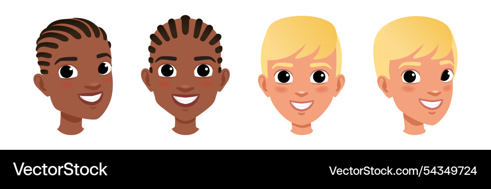 Teen boy face head with different emotion Vector Image