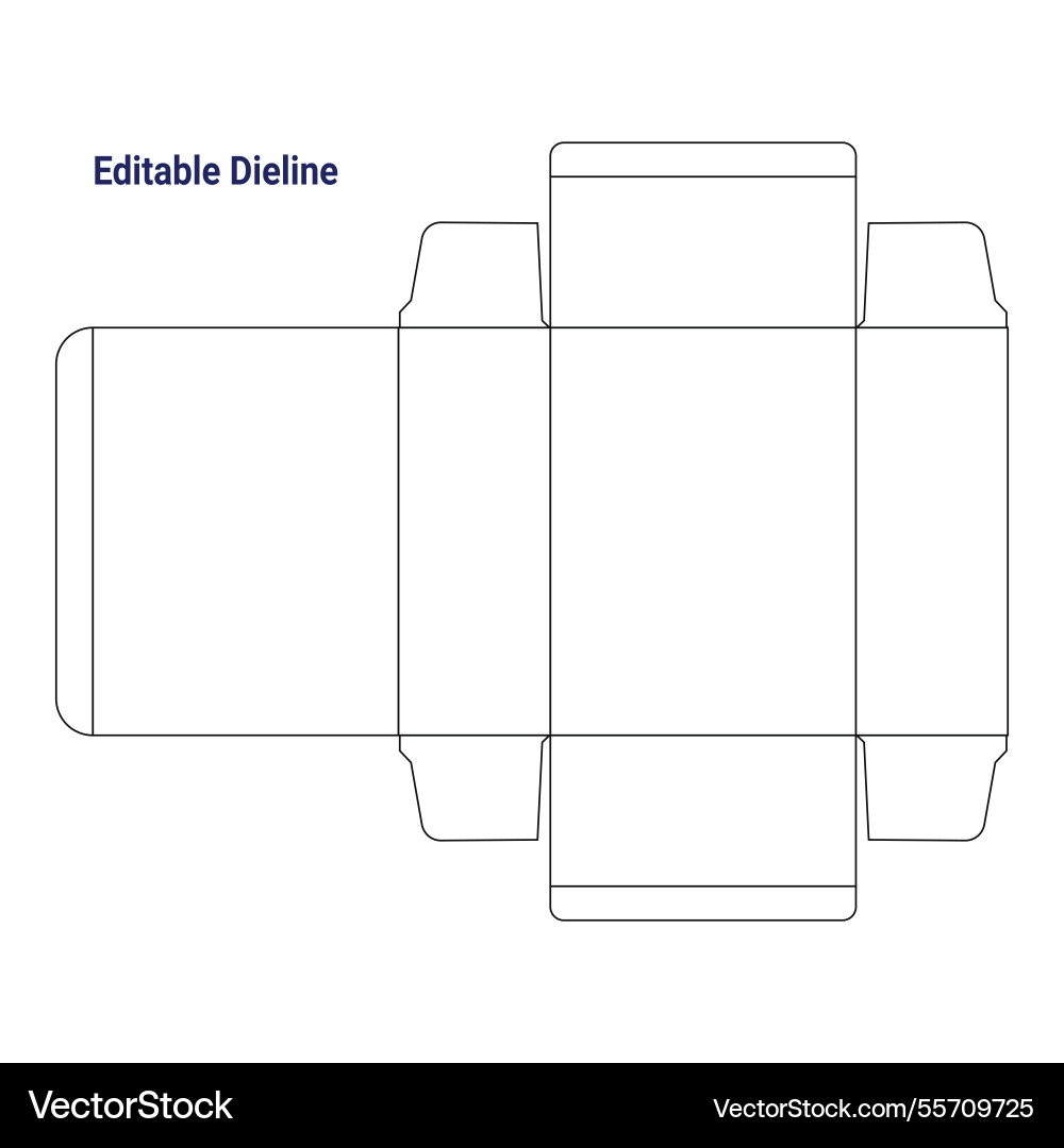 Box dieline packaging die-line design Royalty Free Vector