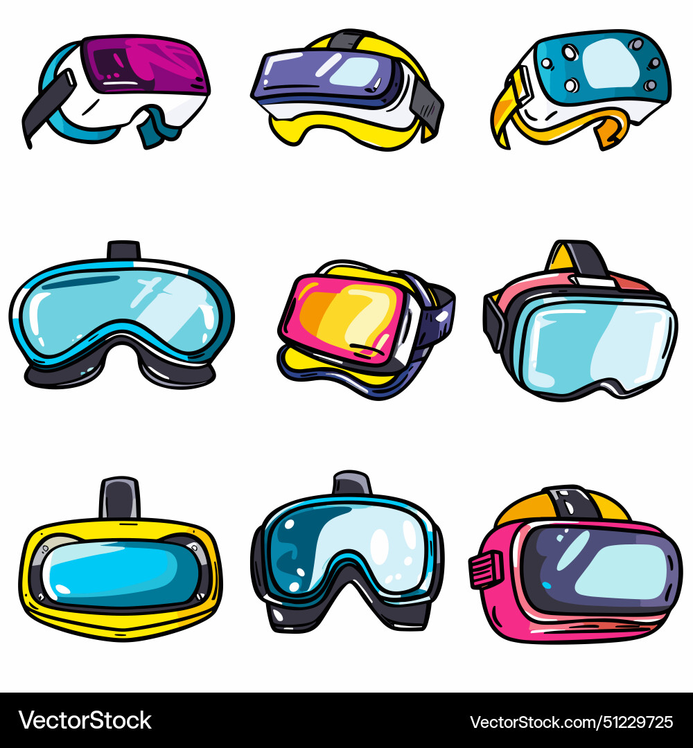 Collection various colorful vr virtual reality Vector Image