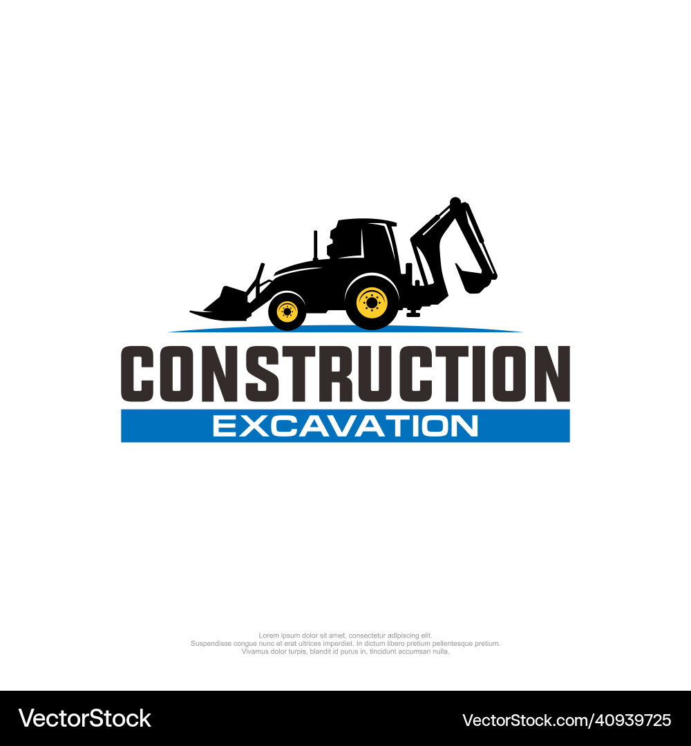 Construction logo with excavation tagline Vector Image