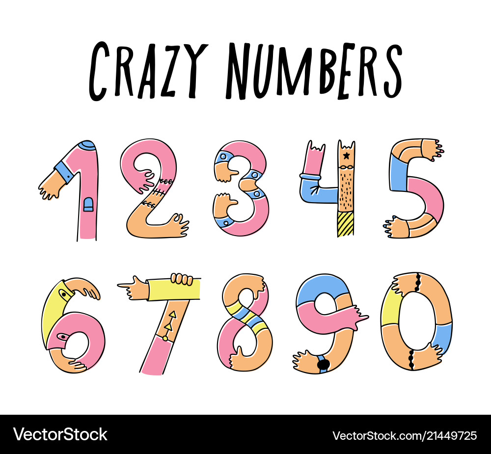 Crazy Numbers - Hand Gesture Royalty Free Vector Image