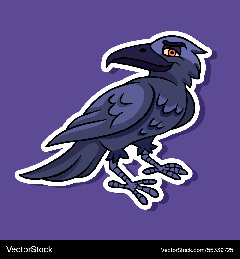 Crow cartoon sticker Royalty Free Vector Image