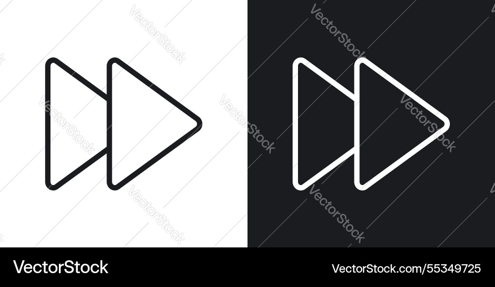 Forward icons in black and white liner strokes Vector Image