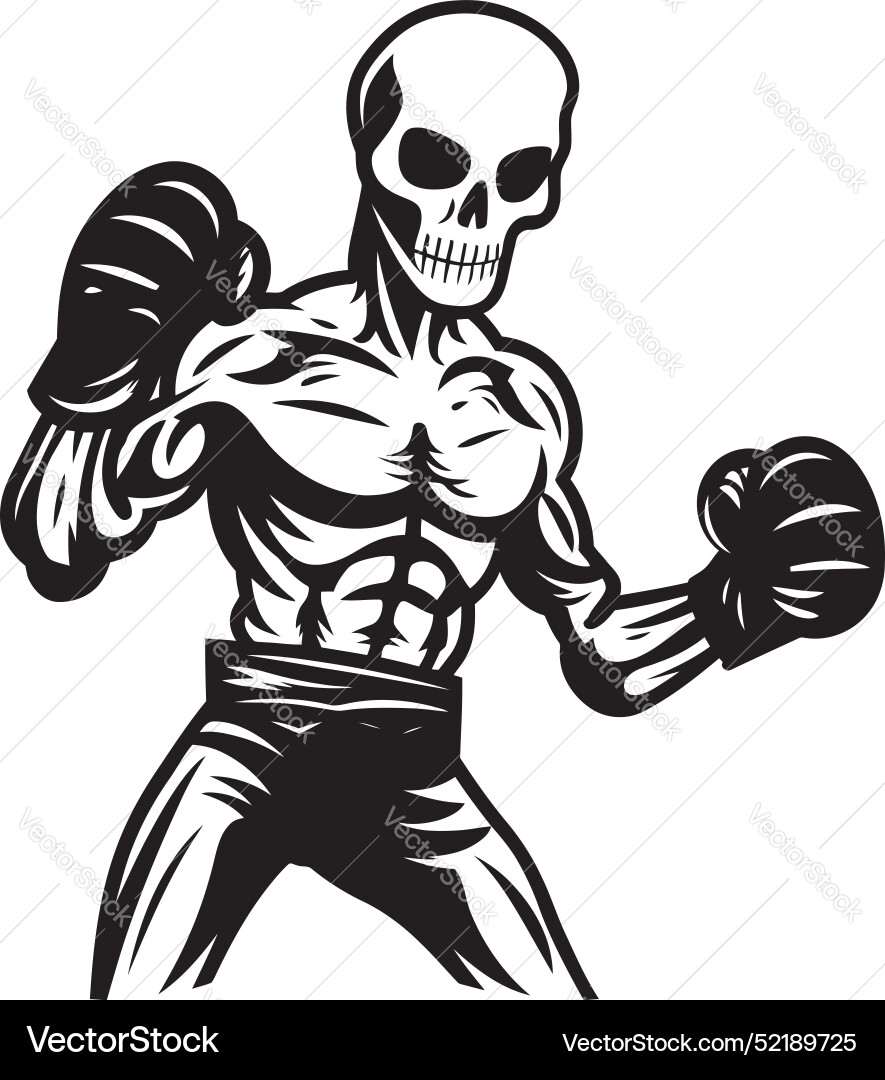Grim jabber skeleton boxer black icon skeletal Vector Image