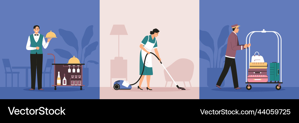 Hotel flat design concept Royalty Free Vector Image