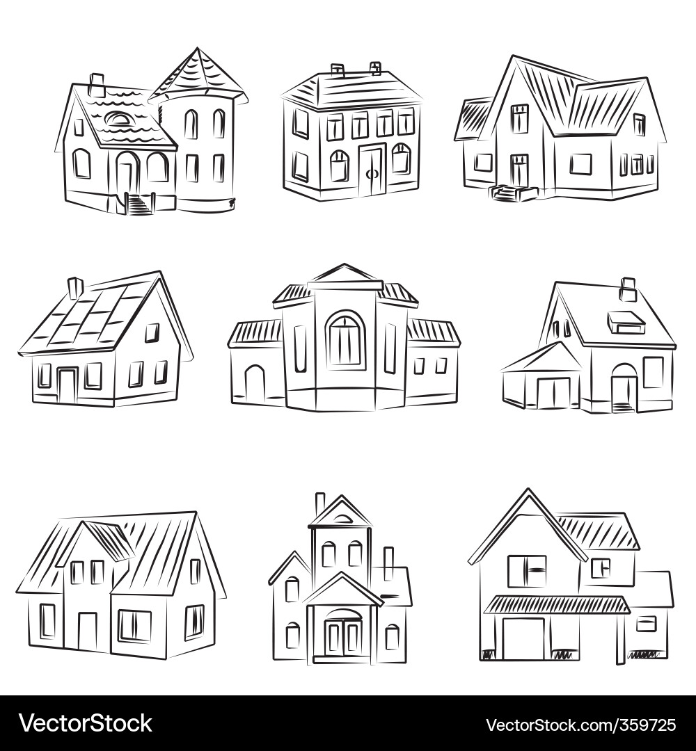 Set of houses v Royalty Free Vector Image - VectorStock