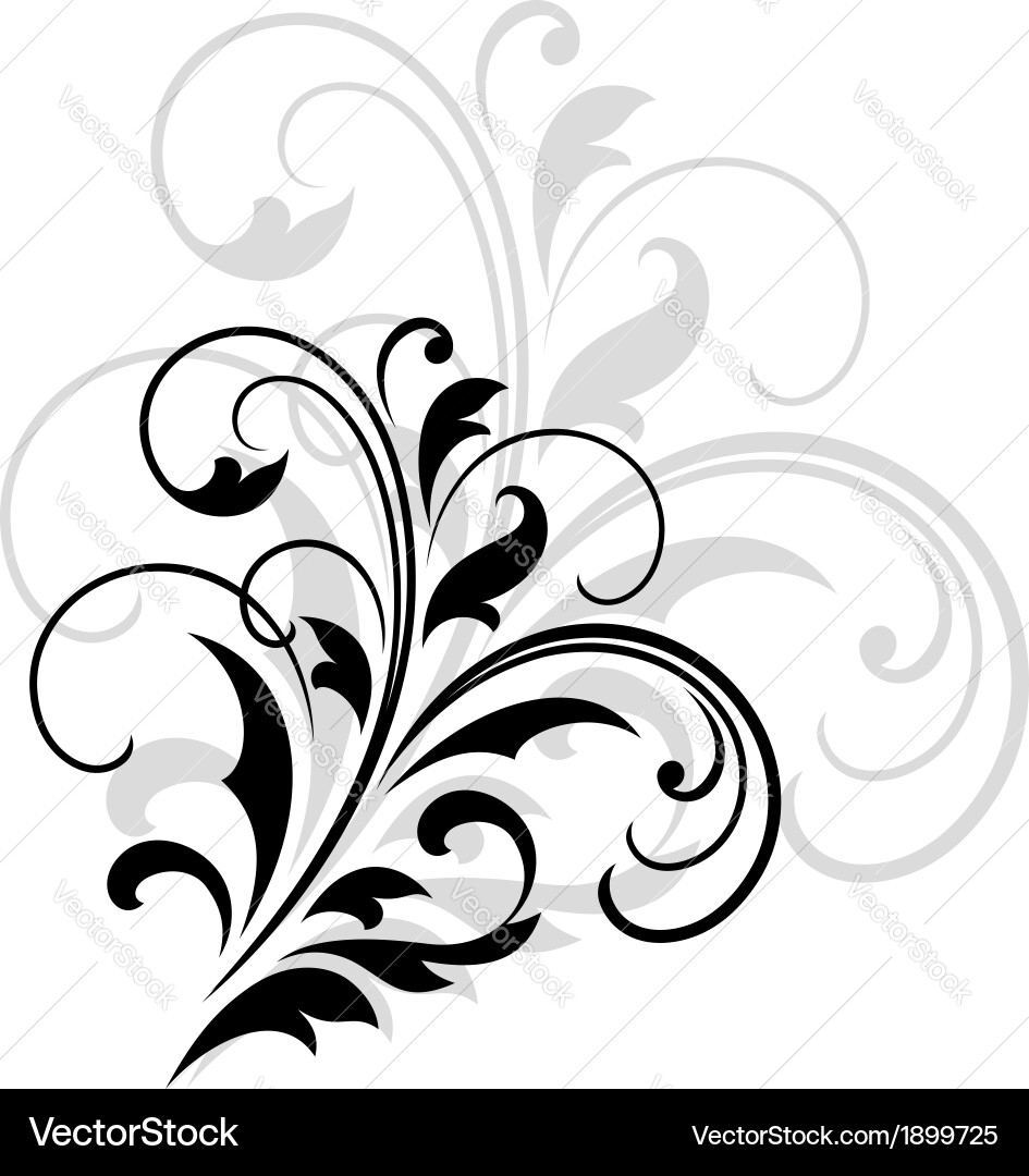 Swirling dainty foliate calligraphic design Vector Image