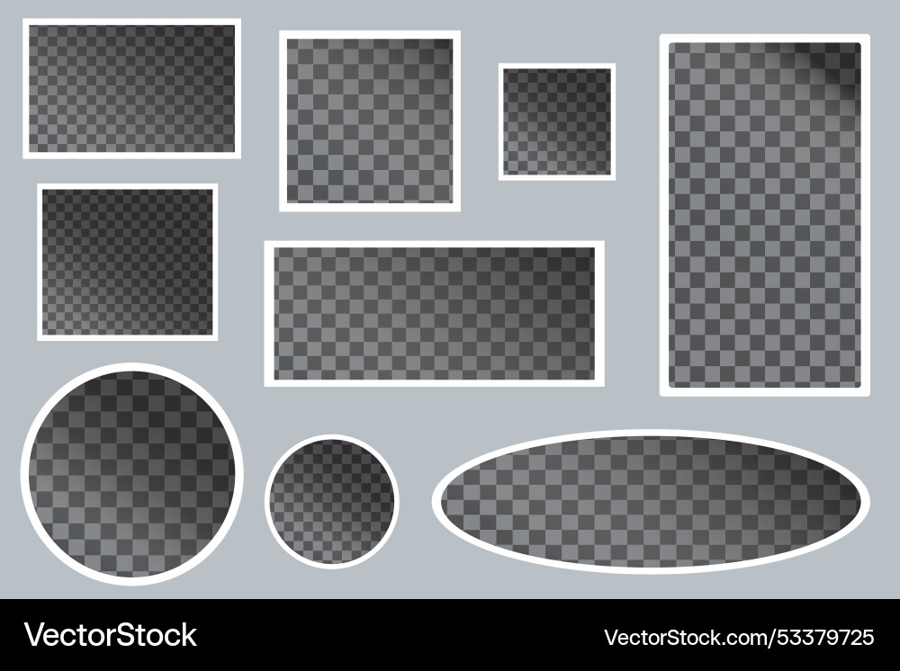 White photo frames of different size and shape Vector Image
