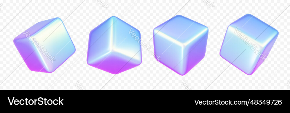 3d holographic cube shape abstract graphic Vector Image