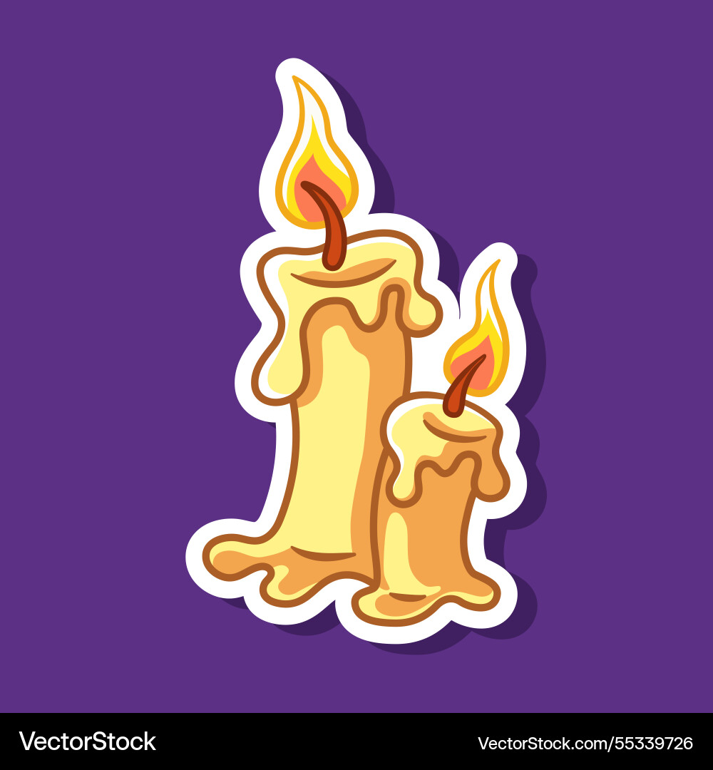 Candles cartoon sticker Royalty Free Vector Image