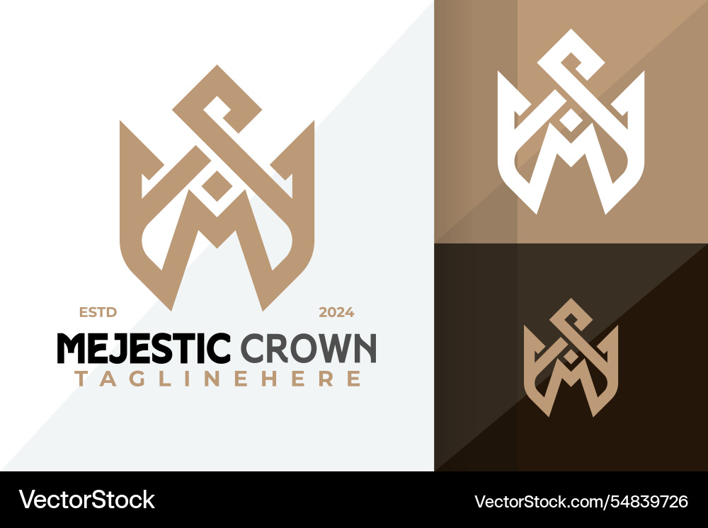Elegant letter m crown logo icon design Royalty Free Vector