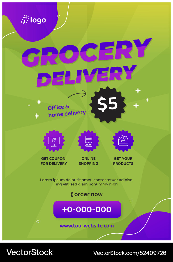 Gradient supermarket poster template Royalty Free Vector