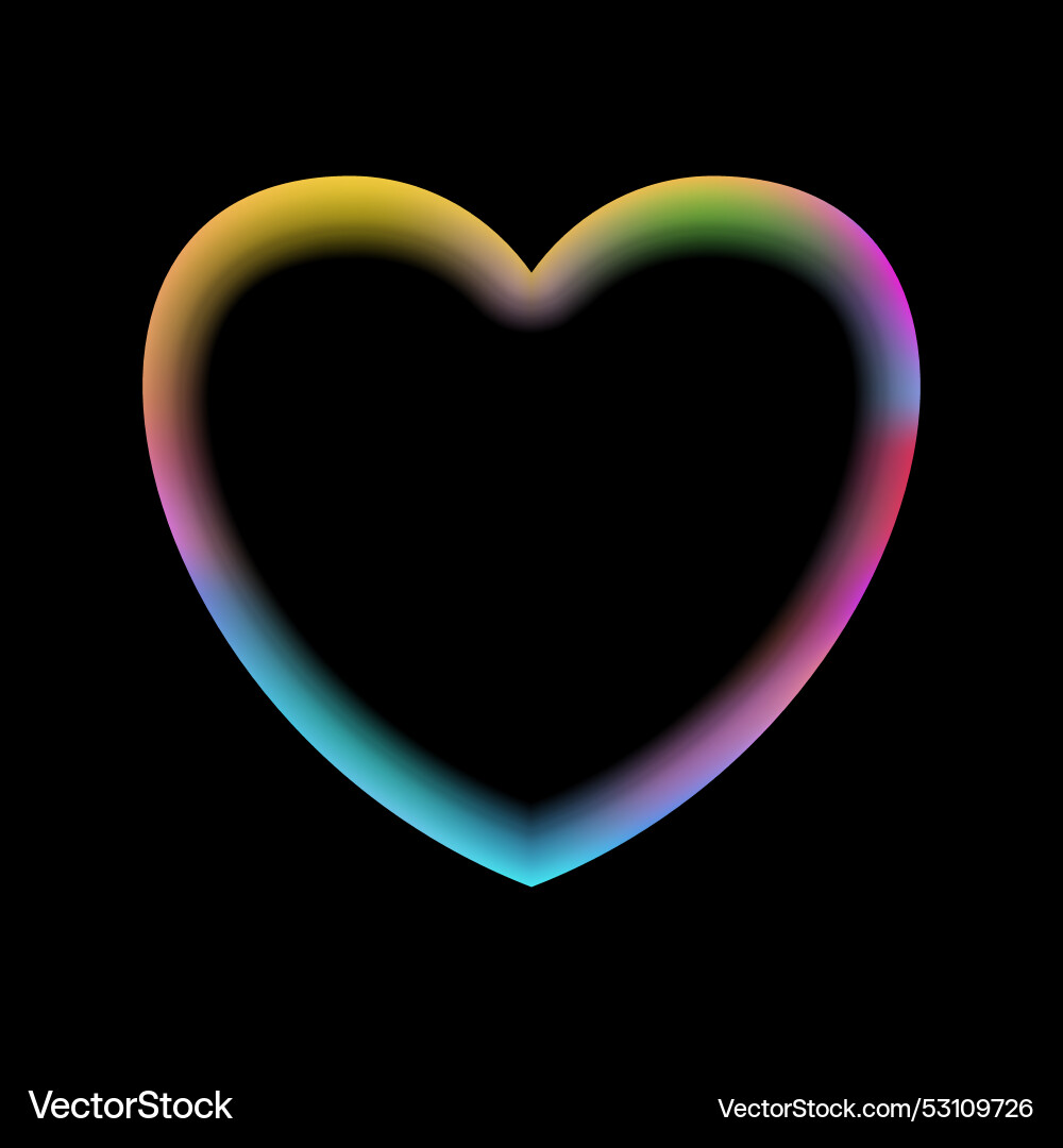 Holographic heart frame fluid liquid chrome Vector Image