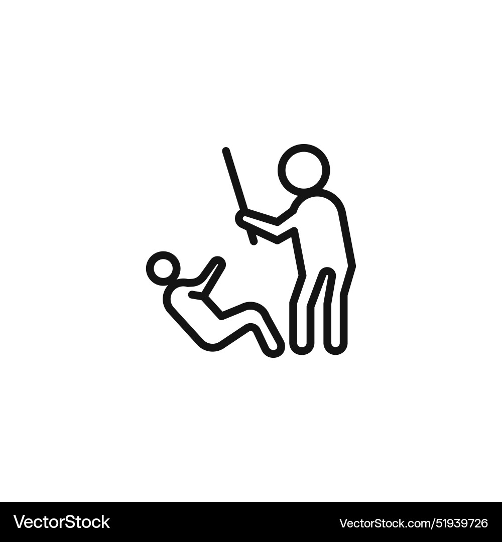 Policeman beating protest icon logo sign outline Vector Image