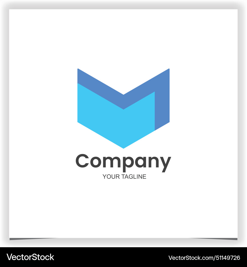 Polygonal blue logo design template Royalty Free Vector