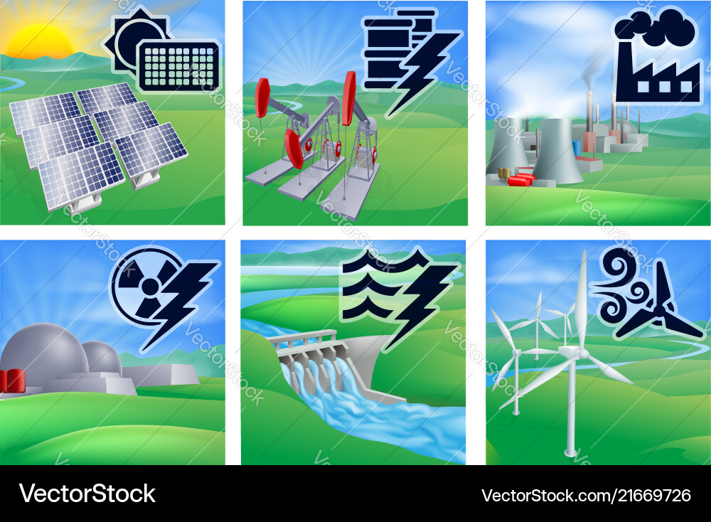 Power and energy icons Royalty Free Vector Image