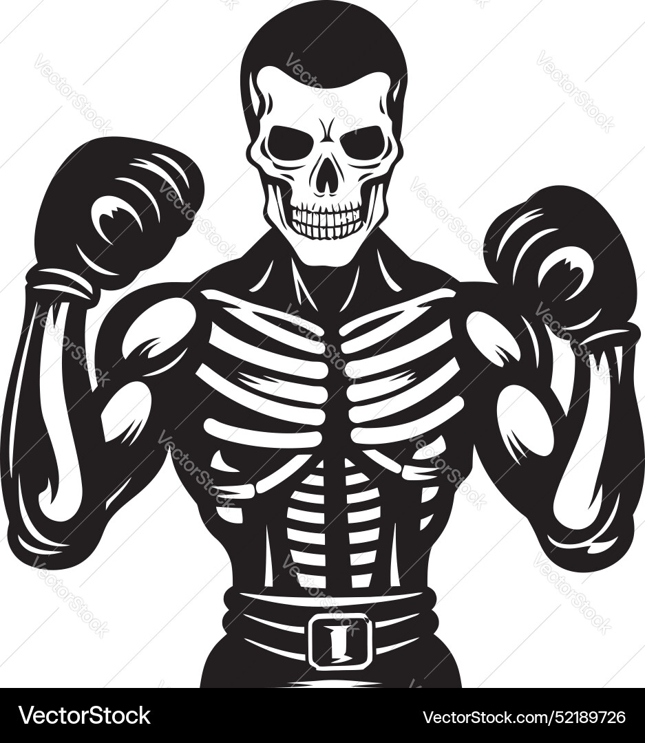Skeletal slugger skeleton boxing black logo icon Vector Image