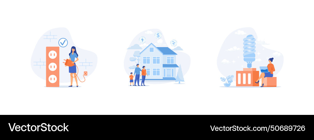 Sustainability people reduce energy consumption Vector Image