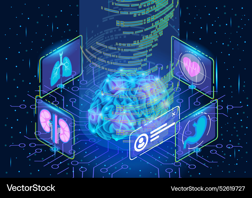 Artificial intelligence isometric megamind Vector Image