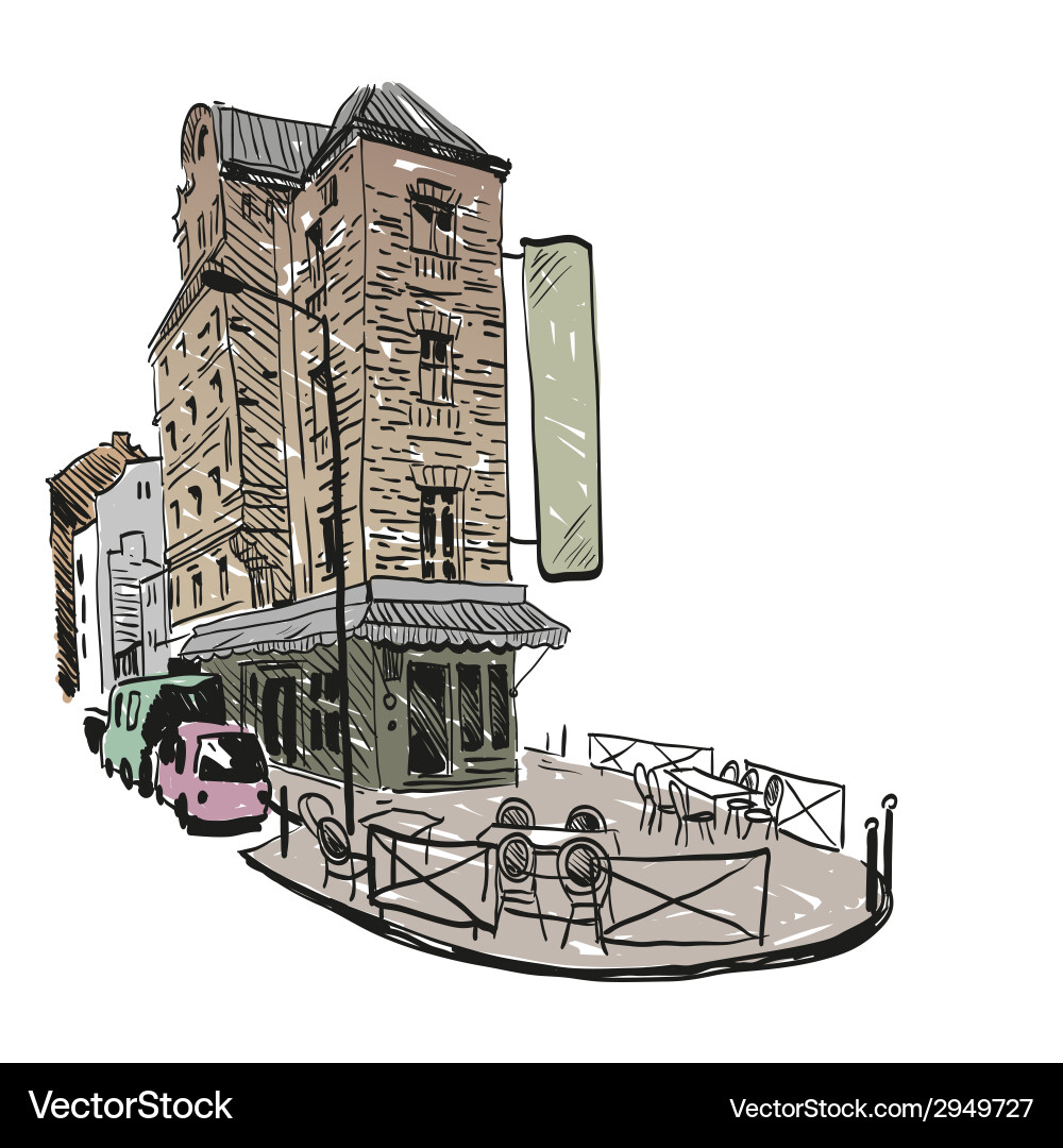 Cafe drawing Royalty Free Vector Image - VectorStock