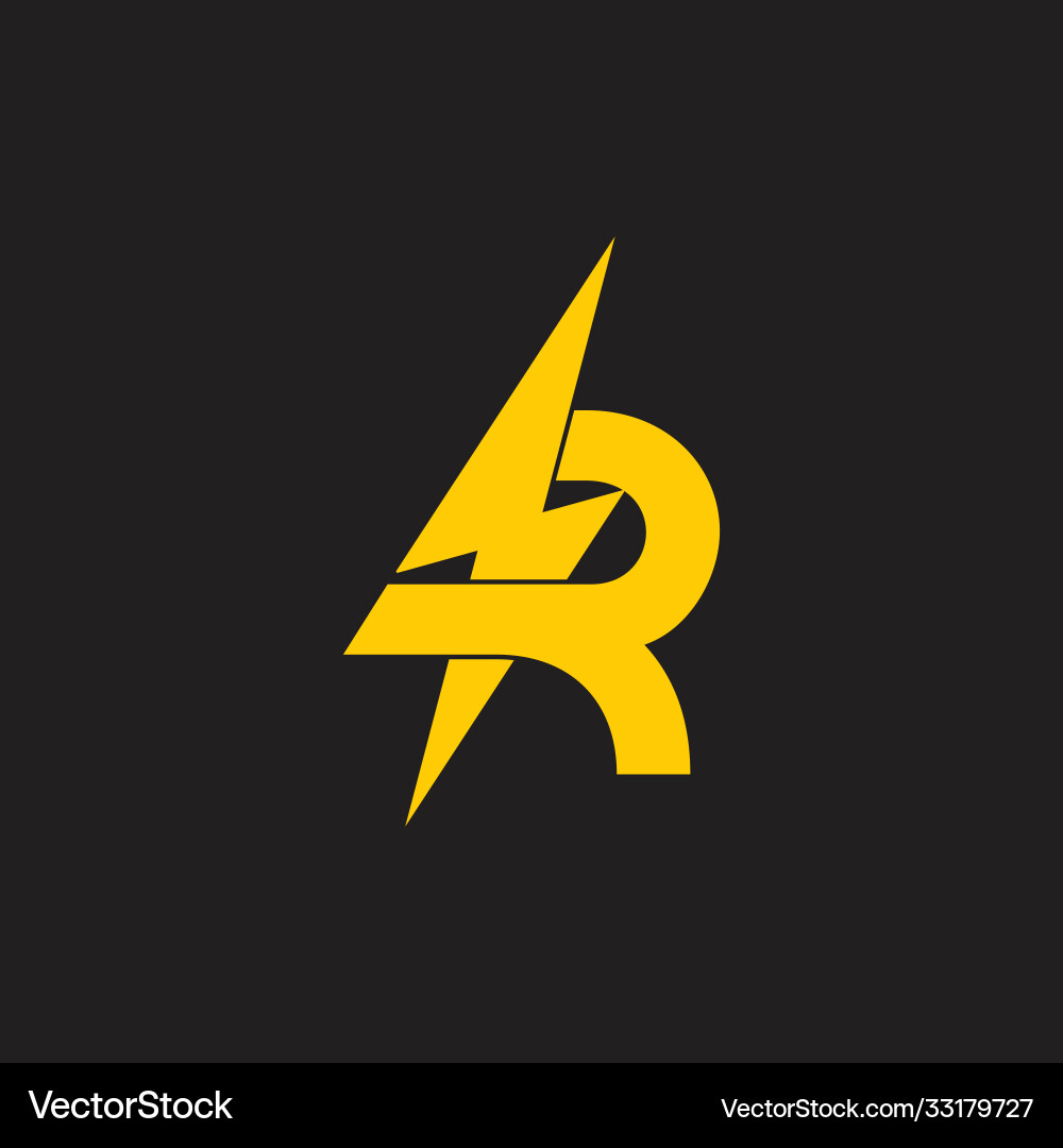 Letter r thunder energy symbol logo Royalty Free Vector