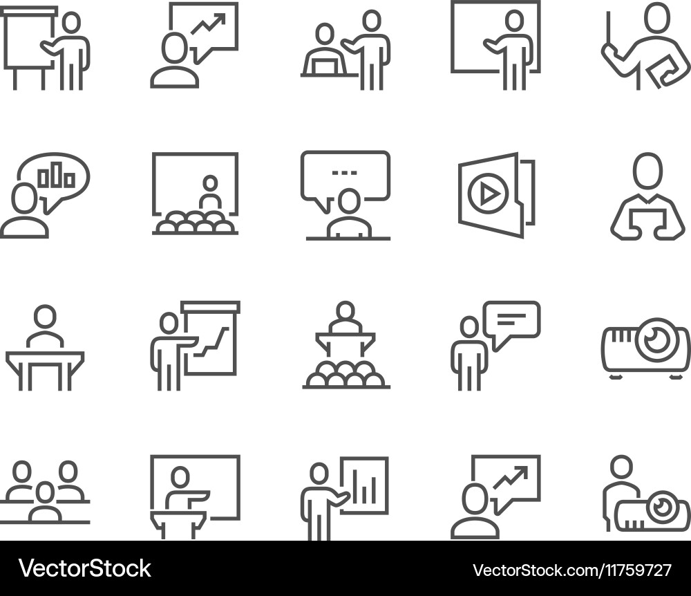 Line business presentation icons Royalty Free Vector Image