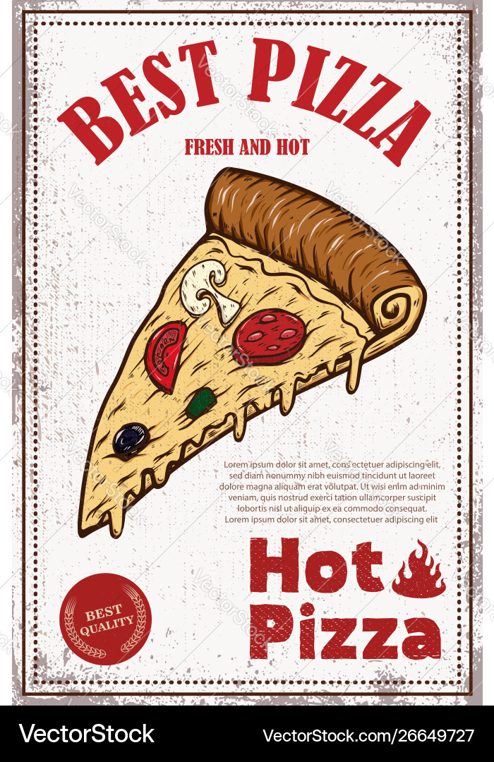 Pizza Slice Poster Royalty Free Vector Image - VectorStock