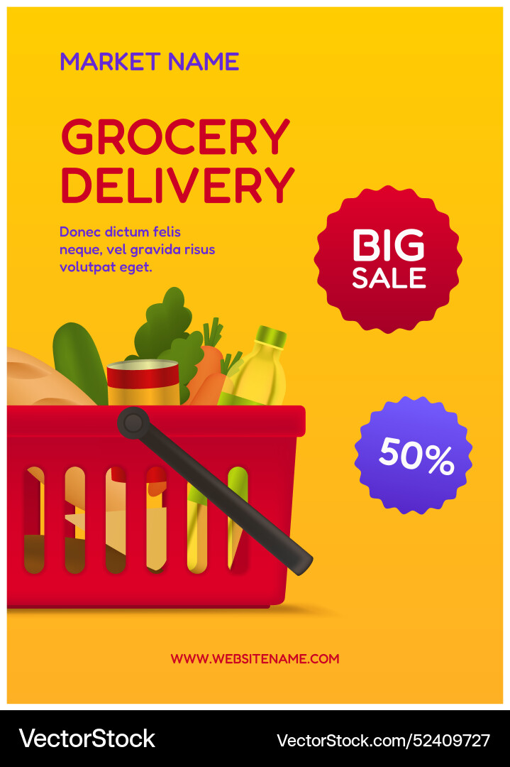 Realistic supermarket poster template Royalty Free Vector