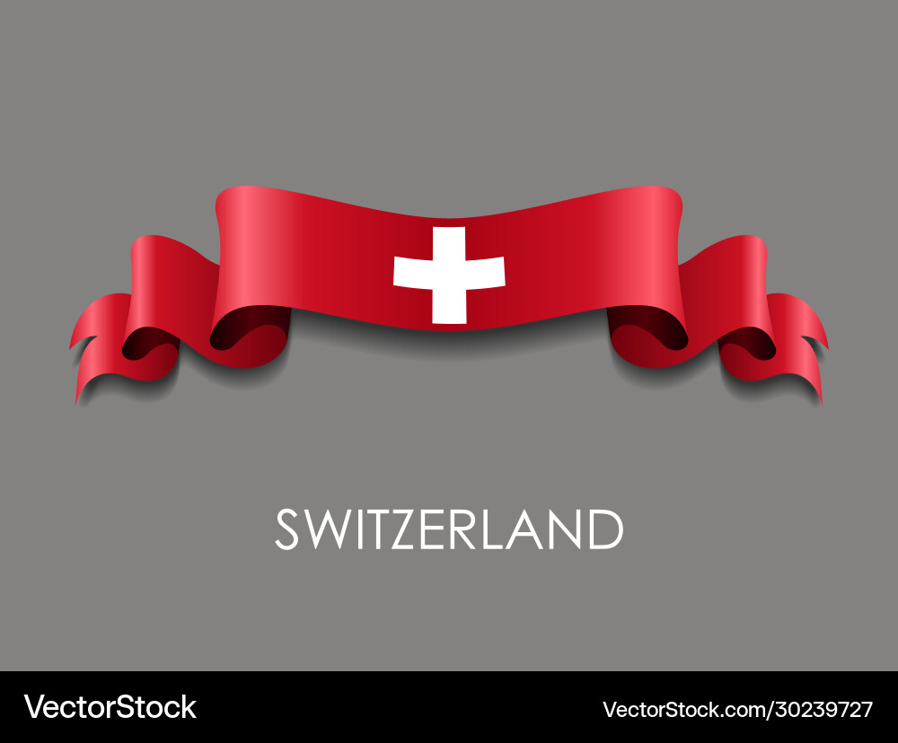 Swiss flag wavy ribbon background Royalty Free Vector Image