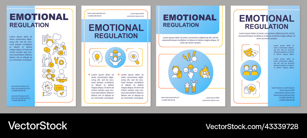 Emotional regulation blue brochure template Vector Image