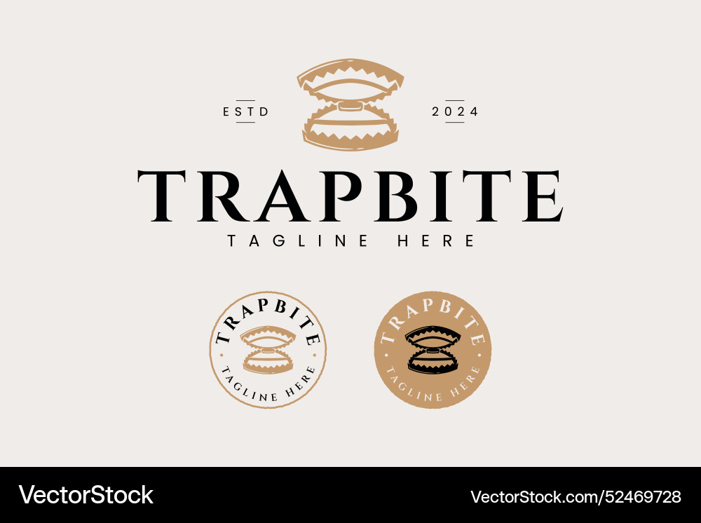 Hunting with bite trap vintage logo set Royalty Free Vector