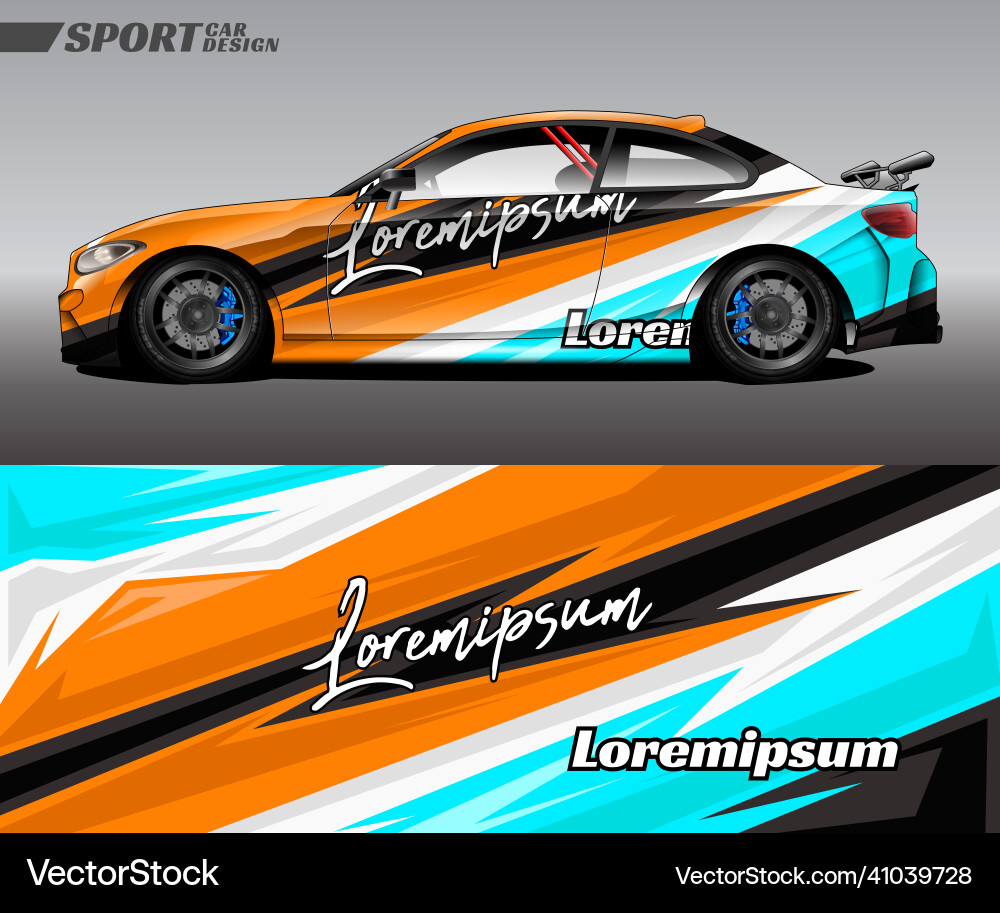 Racing car wrap design with special texture style Vector Image