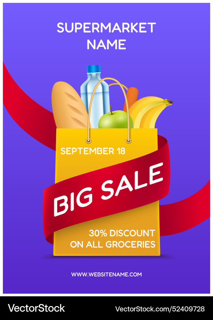 Realistic supermarket poster template Royalty Free Vector