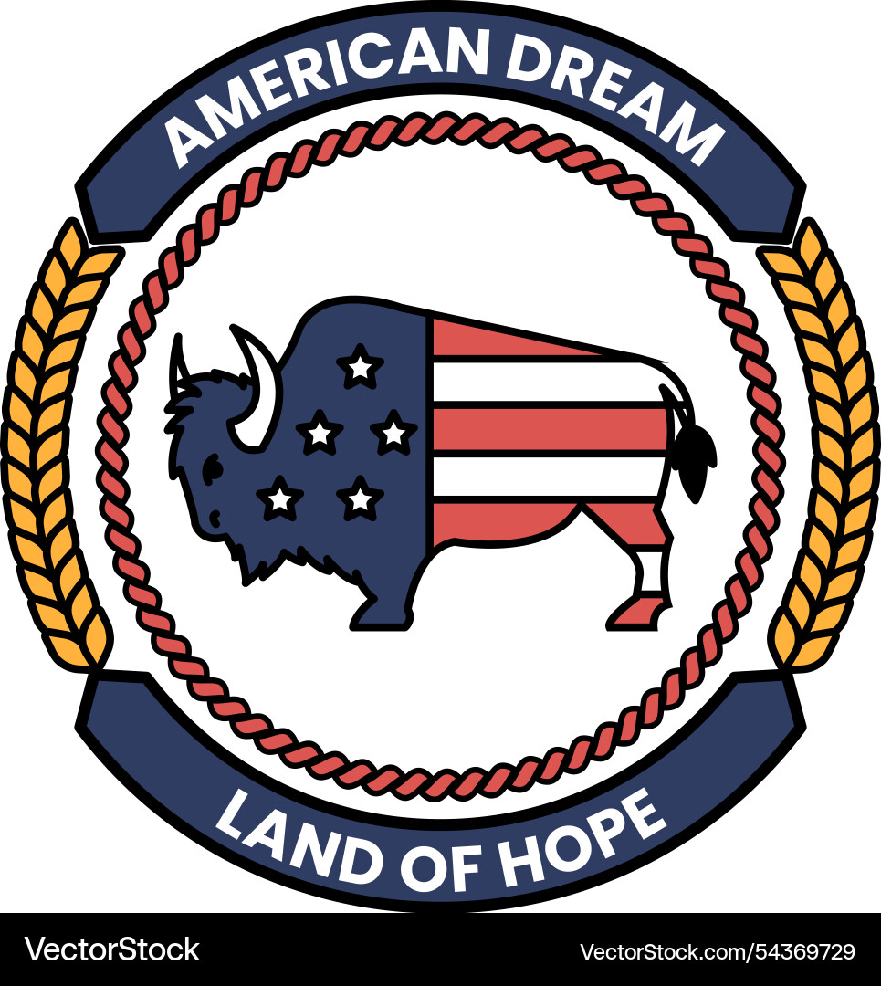 A buffalo with the american dream logo Royalty Free Vector