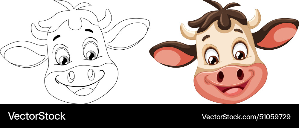 A happy cow face Royalty Free Vector Image - VectorStock