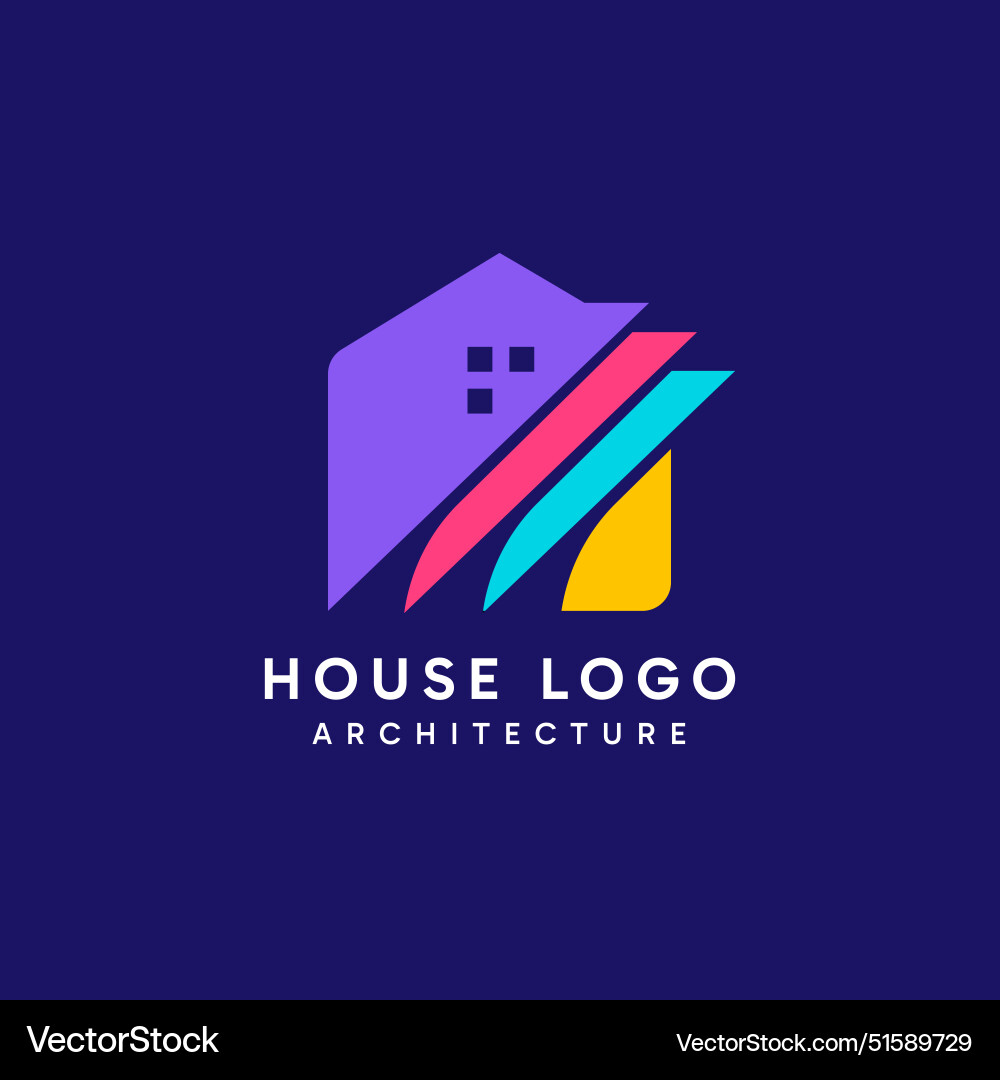 Abstract colorful house logo design Royalty Free Vector