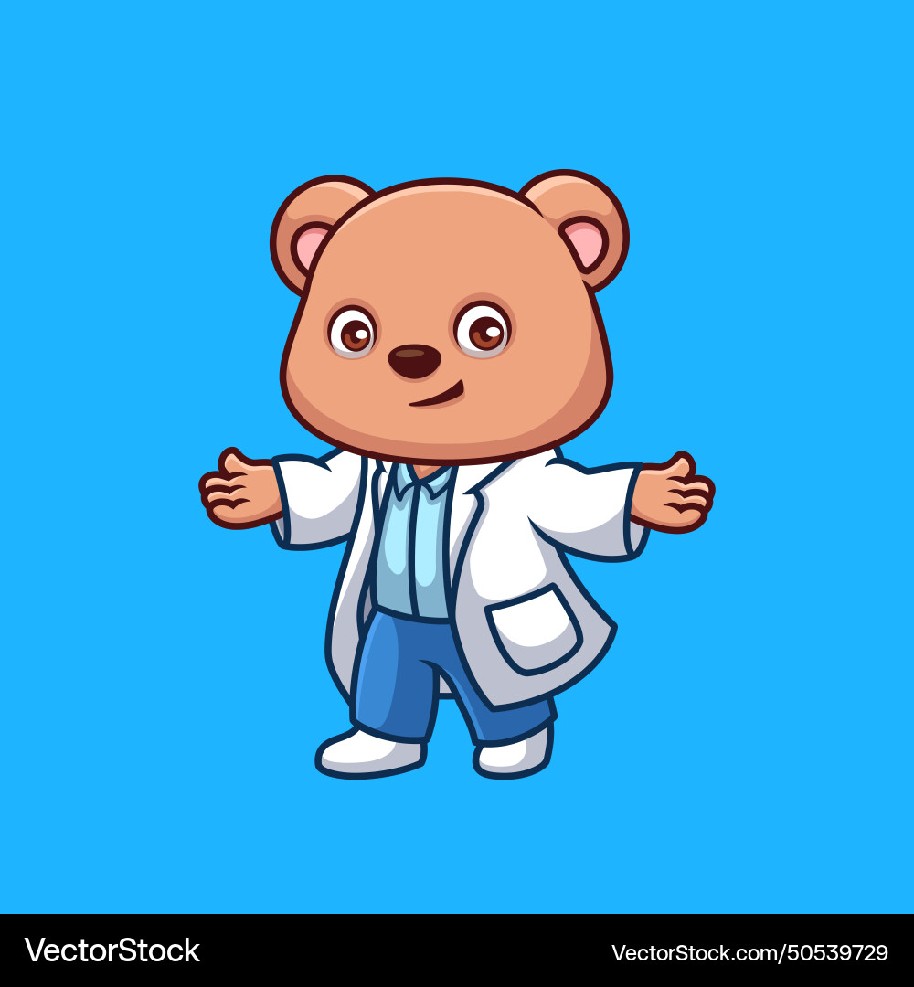 Doctor bear cute cartoon character Royalty Free Vector Image