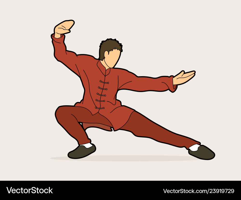 Kung Fu Warrior Ready to Fight Royalty Free Vector Image