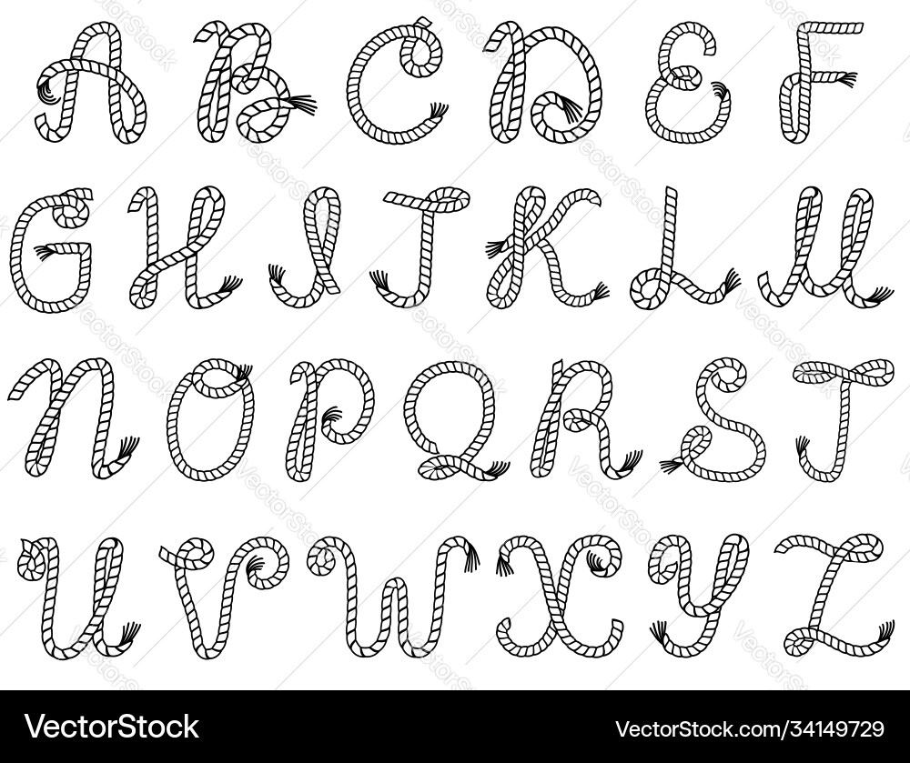 Rope alphabet letters made from Royalty Free Vector Image