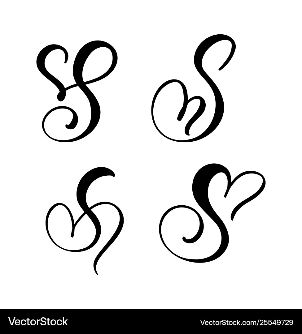 Set vintage floral letter monogram s Royalty Free Vector