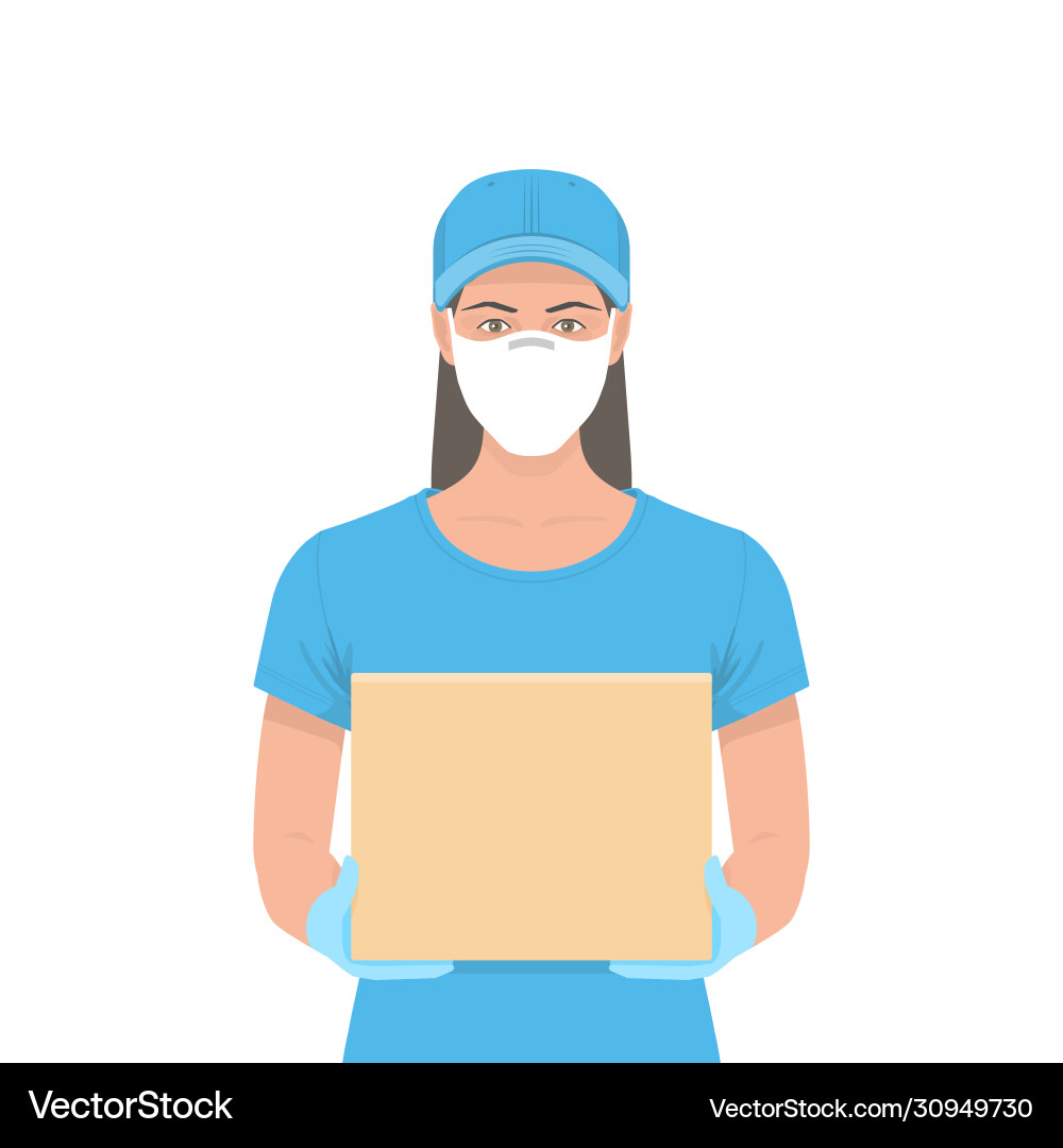 Delivery woman with box Royalty Free Vector Image
