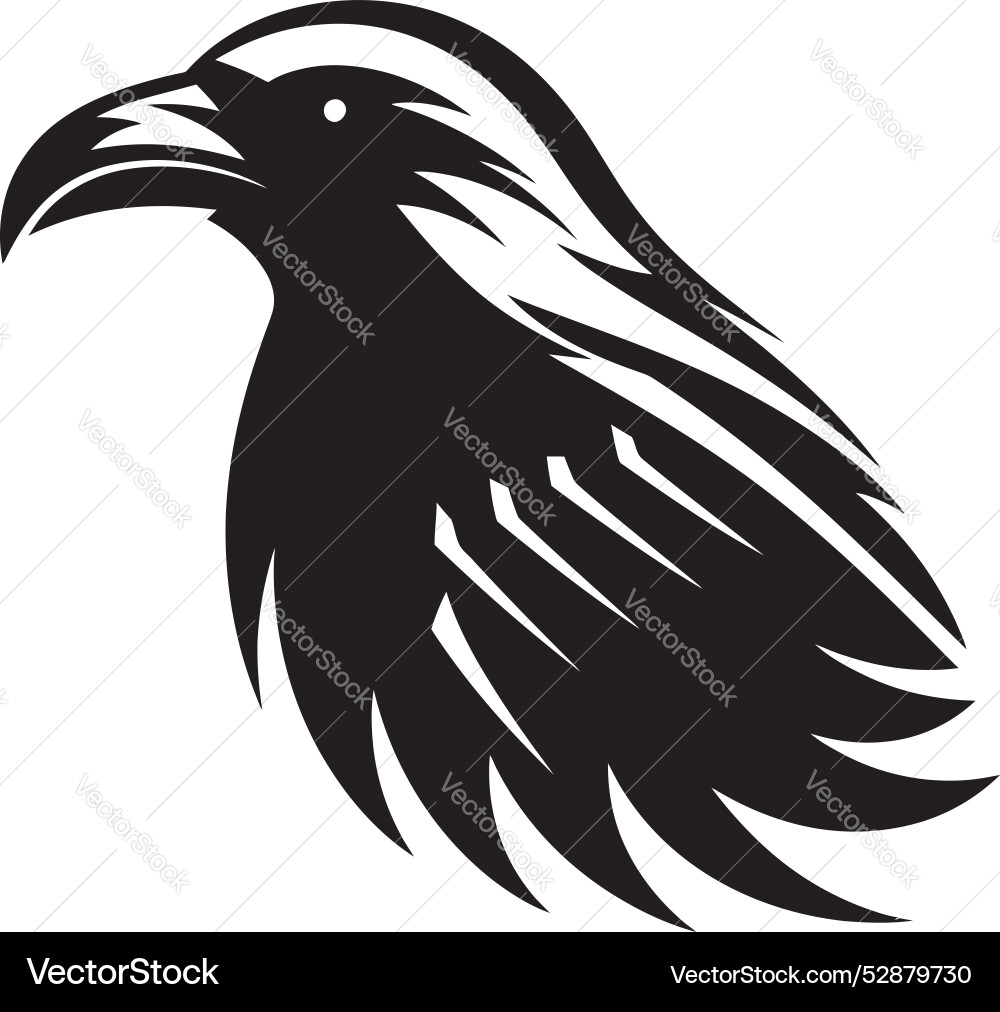 Graceful raven emblematic symbol abstract black Vector Image