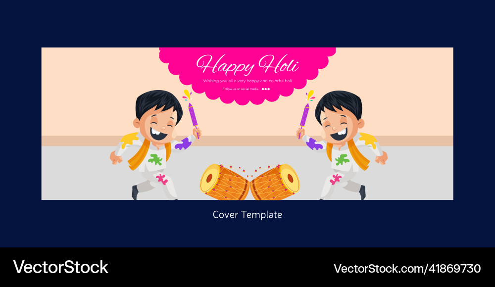 Happy holi cover page design Royalty Free Vector Image